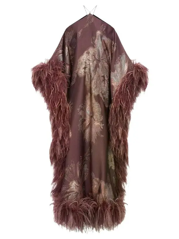 TALLER MARMO Bloom Feather-trimmed Gown - Purple
