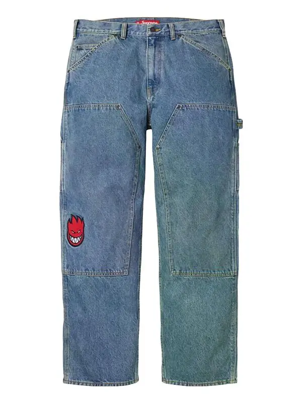 Supreme X Spitfire Double Knee Logo-patch Jeans - Blue