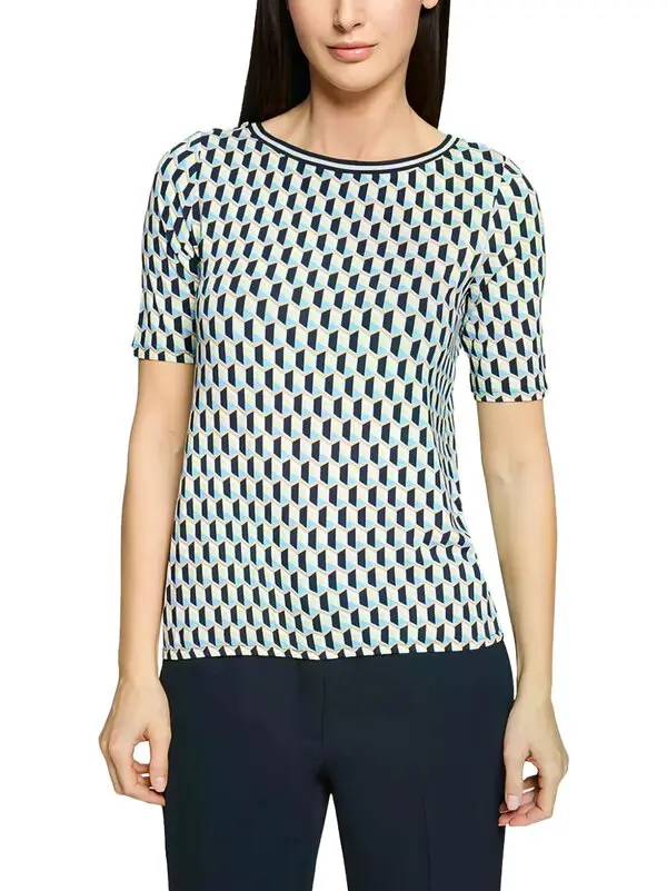 BETTY BARCLAY Geometric Print Short Sleeve Top - Blue