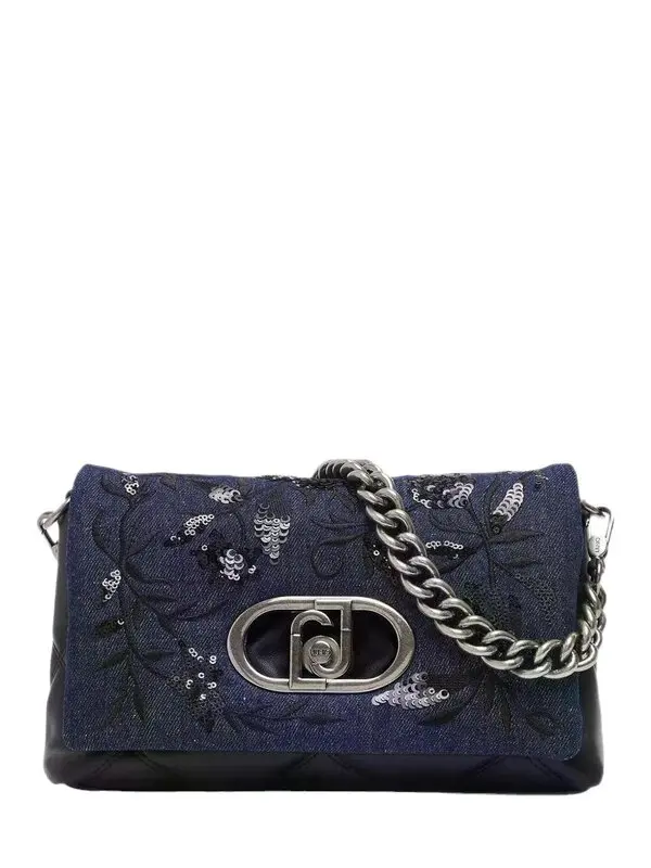 Liu Jo Lapuffy Bag In Embroidered Denim - Black
