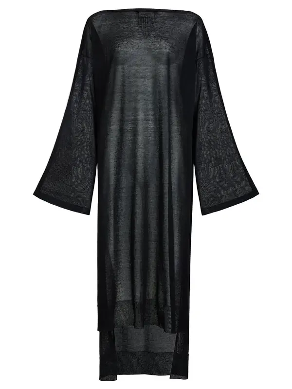 Alaïa Linen-silk Midi Kaftan Dress - Black