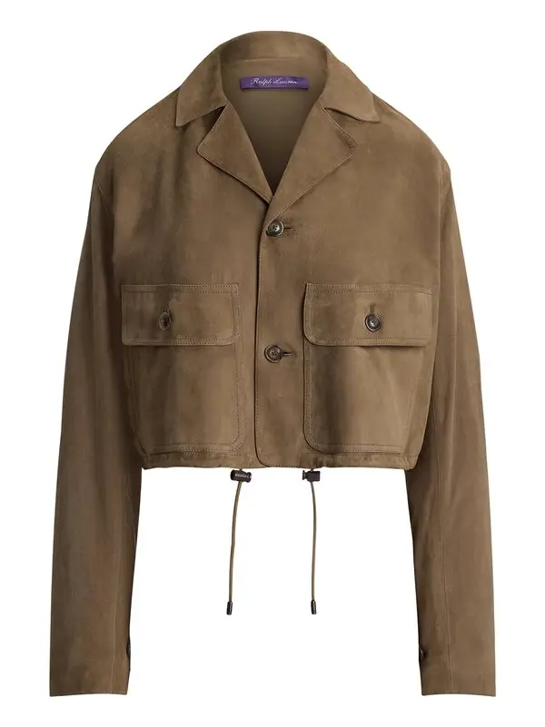 Ralph Lauren Suede Cropped Utility Jacket - Beige