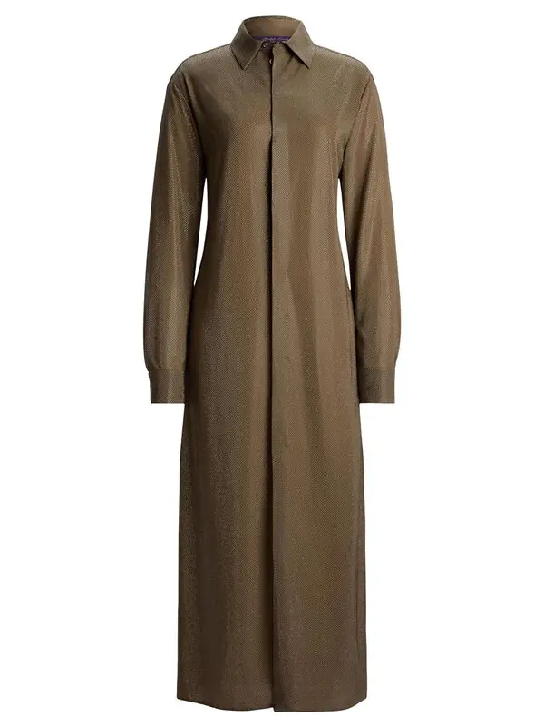 Ralph Lauren Silk Embellished Adrien Dress - Beige