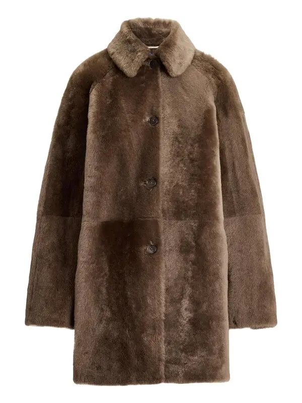 Ralph Lauren Janise Shearling Coat - Beige