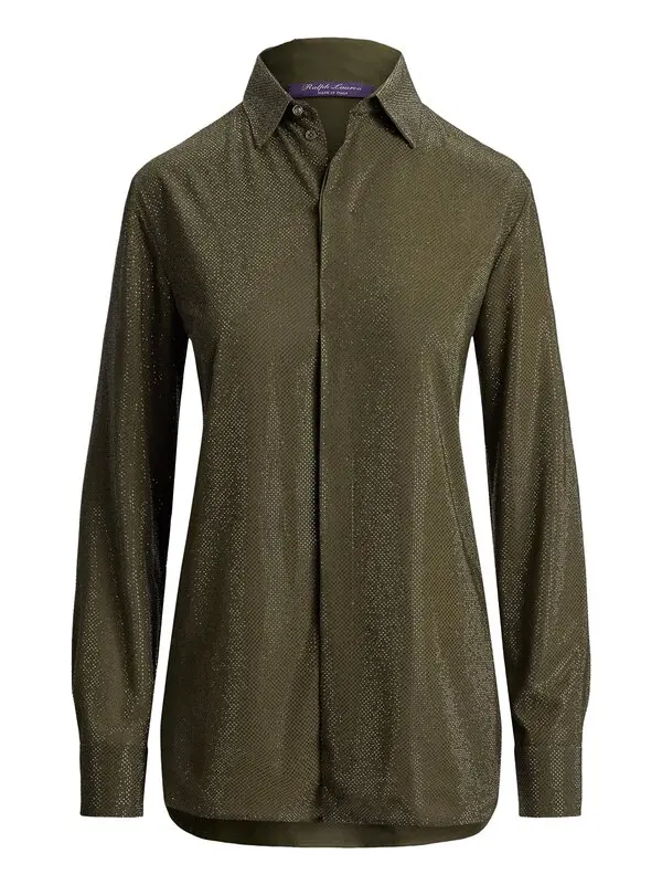 Ralph Lauren Silk Embellished Adrien Shirt - Green