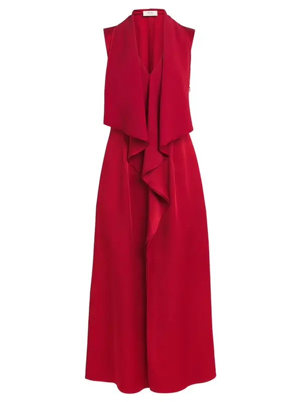 RETORI Sleeveless Draped Satin Midi Dress - Red