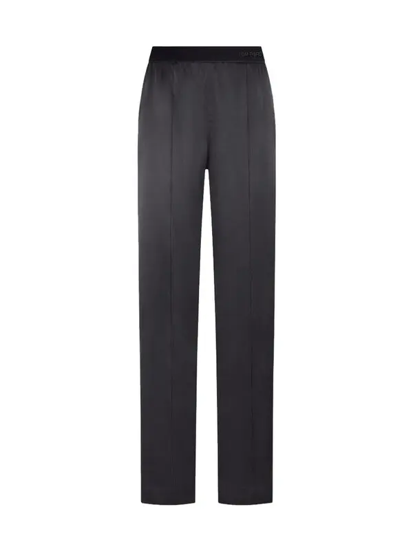 TOM FORD Silk Satin Wide Leg Pajama Pants - Black