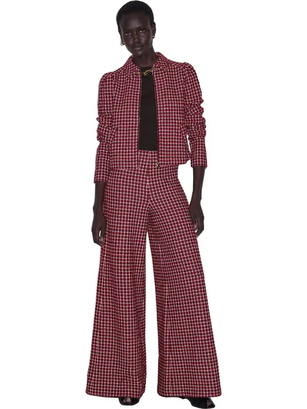 ME+EM Wide Leg Palazzo Pant - Pomegranate Red Multi