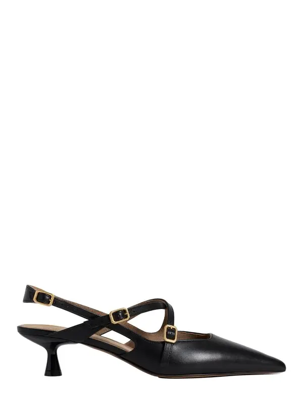 ME+EM Pointed Toe Multi-strap Kitten Heel - Black