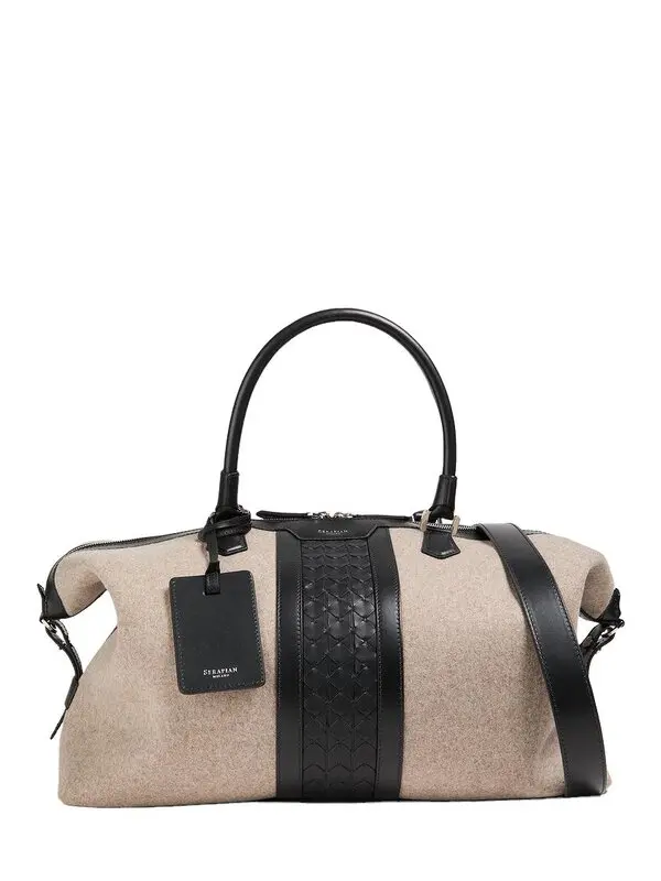 SERAPIAN Mosaico Leather And Felt Weekend Bag - Mushroom