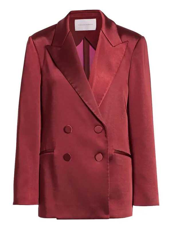 Carolina Herrera Double-breasted Satin Blazer - Plum
