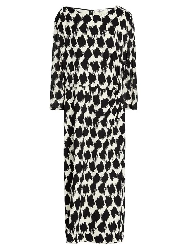 Diane Von Furstenberg Printed Jersey And Mesh Midi Dress - Black