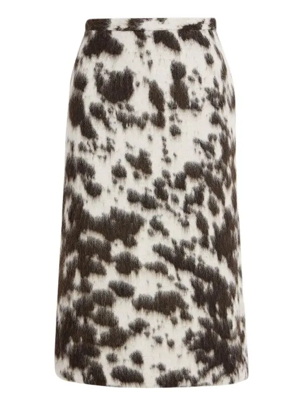 Dries Van Noten Brushed Leopard Print Wool Blend Skirt - Brown