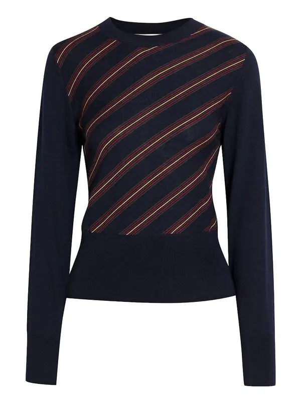Dries Van Noten Striped Merino Wool Sweater - Navy