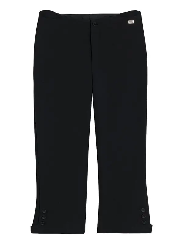 Victoria Beckham Crepe Capri Pants With Buttoned Cuffs - Black
