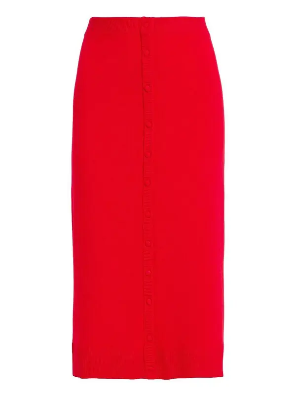 Victoria Beckham Merino Wool-blend Midi Pencil Skirt - Red