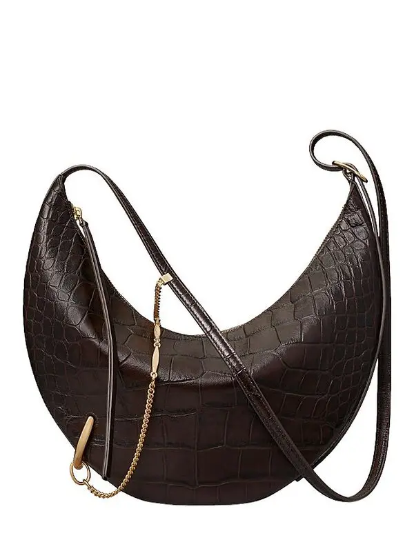 Tory Burch Pierced Embossed Leather Crossbody Bag - Cocoa