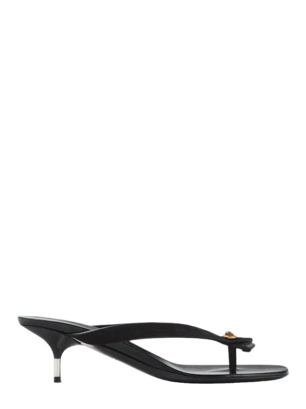 Versace Leather Thong Heeled Sandals - Black