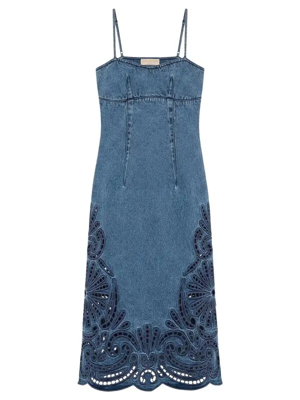 Ulla Johnson Jane Eyelet Denim Midi Dress - River