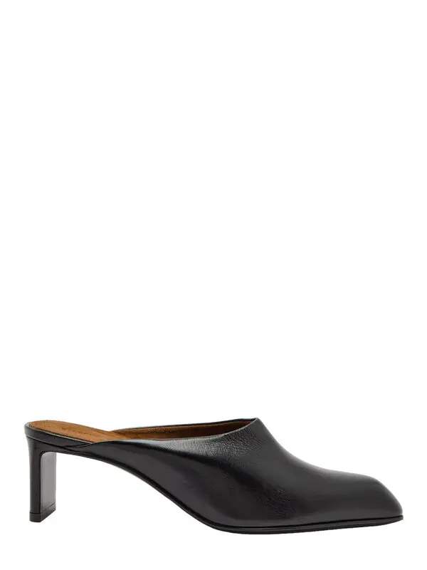 Khaite Colt 50 Glossed Leather Mules - Black