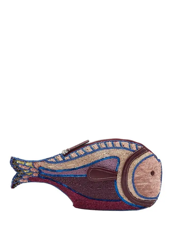 Staud Pesce Beaded And Sequin-embellished Clutch - Violet