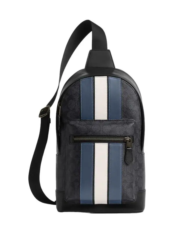 COACH West Pack In Signature Canvas With Varsity Stripe - Charcoal/ash