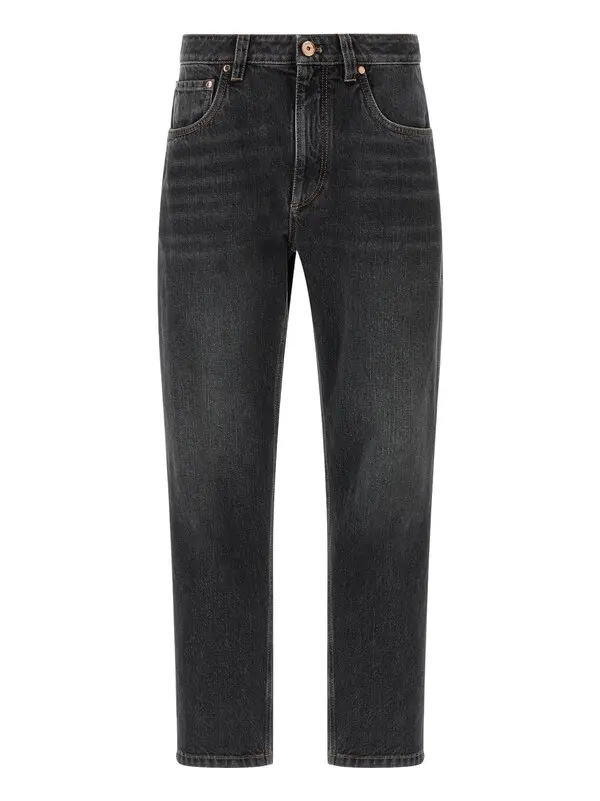 Brunello Cucinelli Straight Leg Mid-rise Jeans - Black
