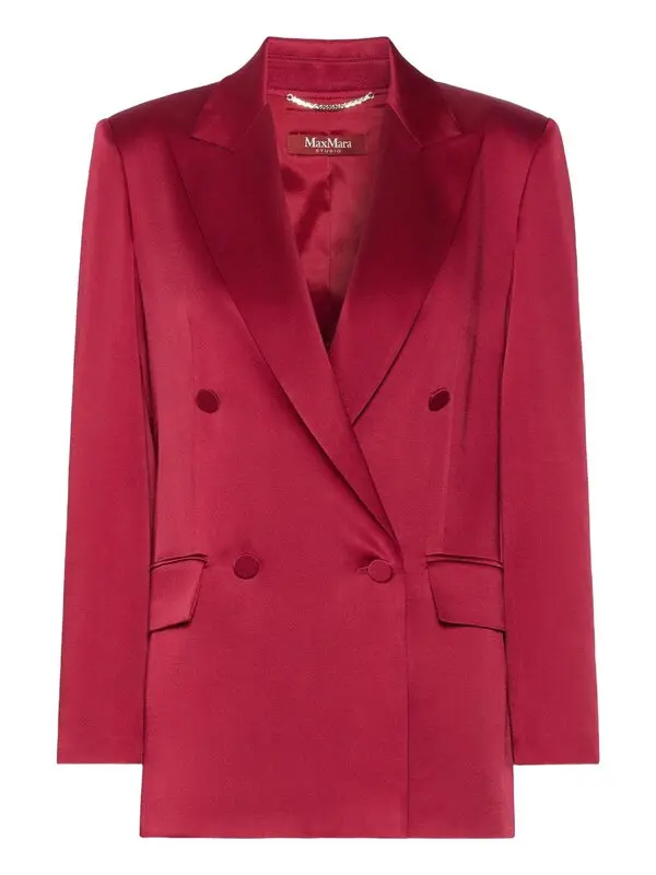 Max Mara Double-breasted Satin Blazer - Ruby Colour
