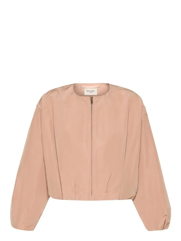Max Mara Long-sleeved Casual Jacket With Pleated Details - Nude