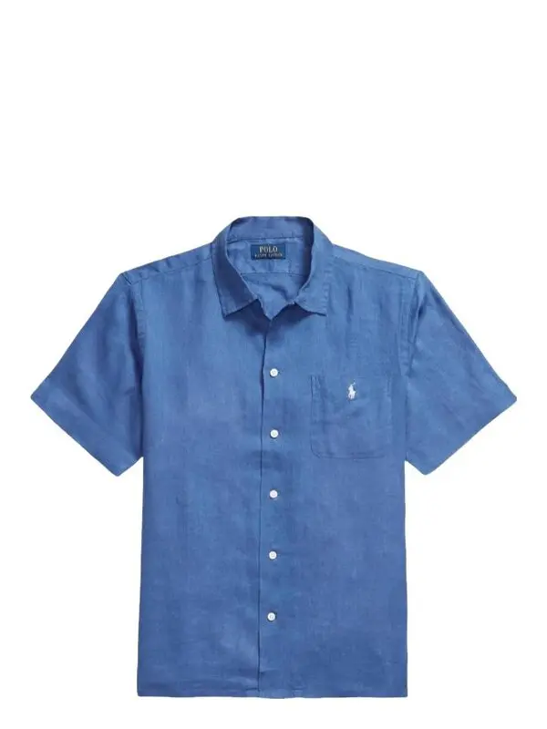 Polo Ralph Lauren Embroidered Pocket Linen Shirt - Blue