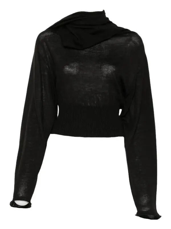 Rick Owens Draped Neck Ribbed Top - Black