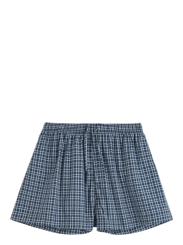 TEKLA Plaid Pajama Pants With Drawstring Waist - Blue