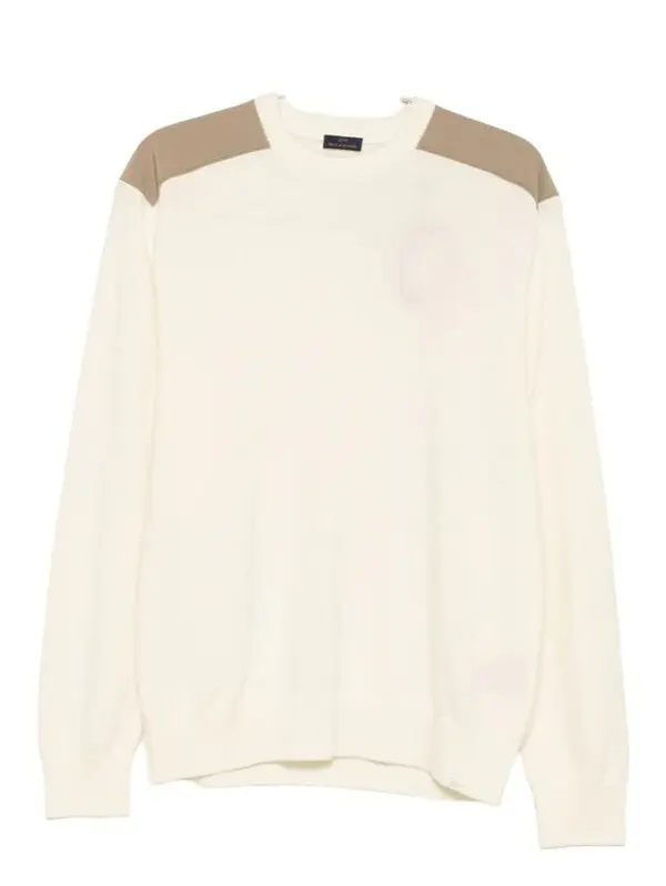 Paul & Shark Contrast Panel Crew Neck Sweater - White