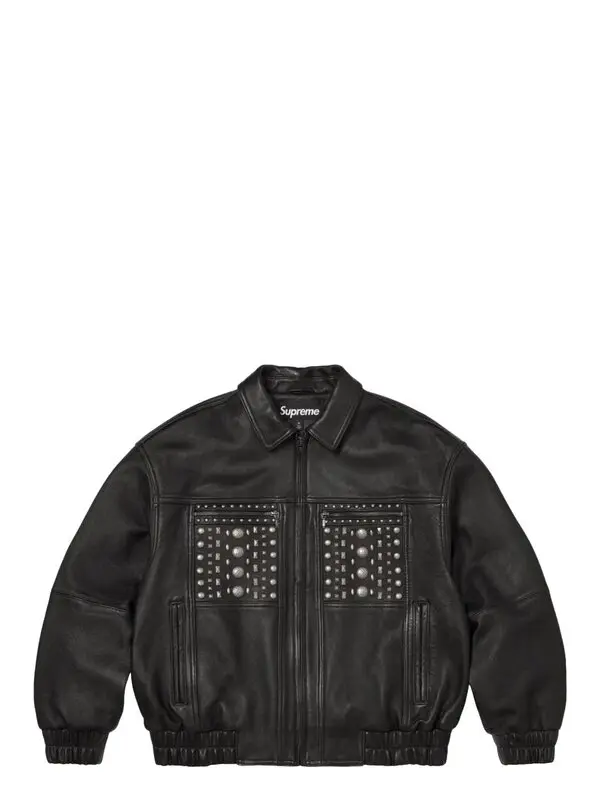 Supreme Multi Studded Leather Jacket - Black