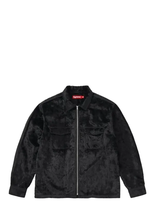 Supreme Ss26 Faux Fur Zip Up Shirt - Black
