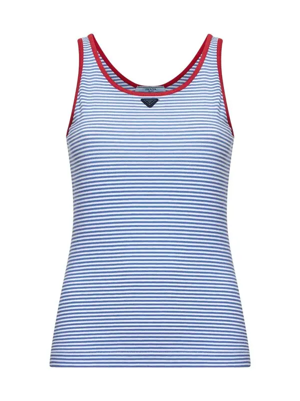Prada Sleeveless Striped Cotton Top - Multicolor