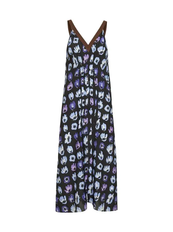 Prada Viscose Floral Print Midi Dress - Multicolor