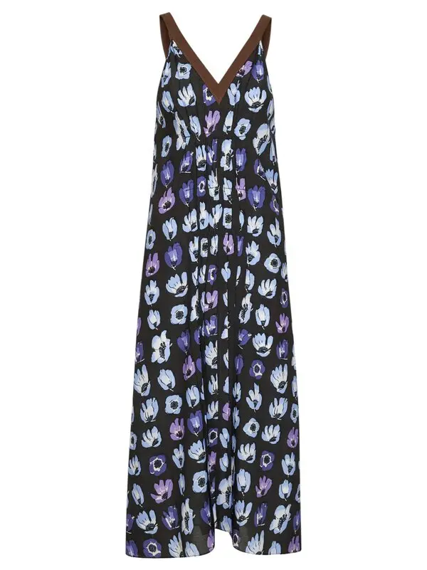 Prada Viscose Floral Print Midi Dress - Multicolor