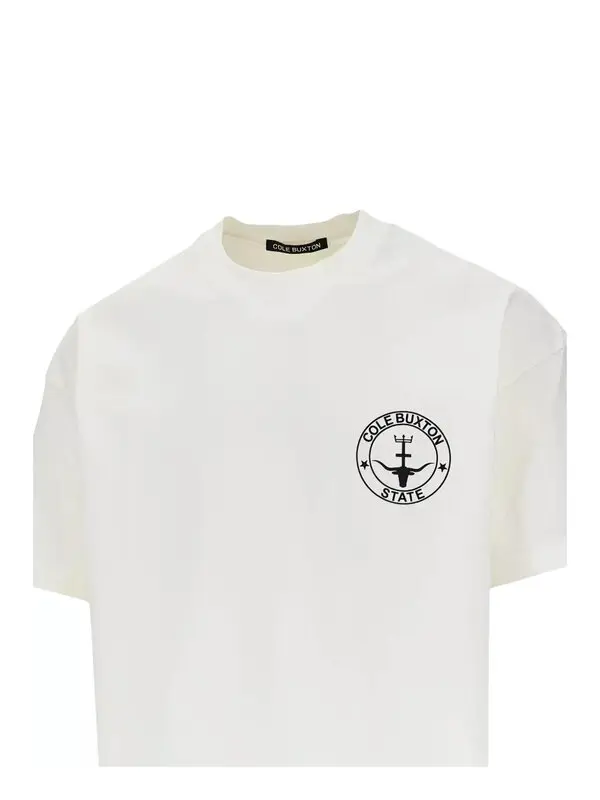 COLE BUXTON State Logo-print Cotton T-shirt - Neutrals