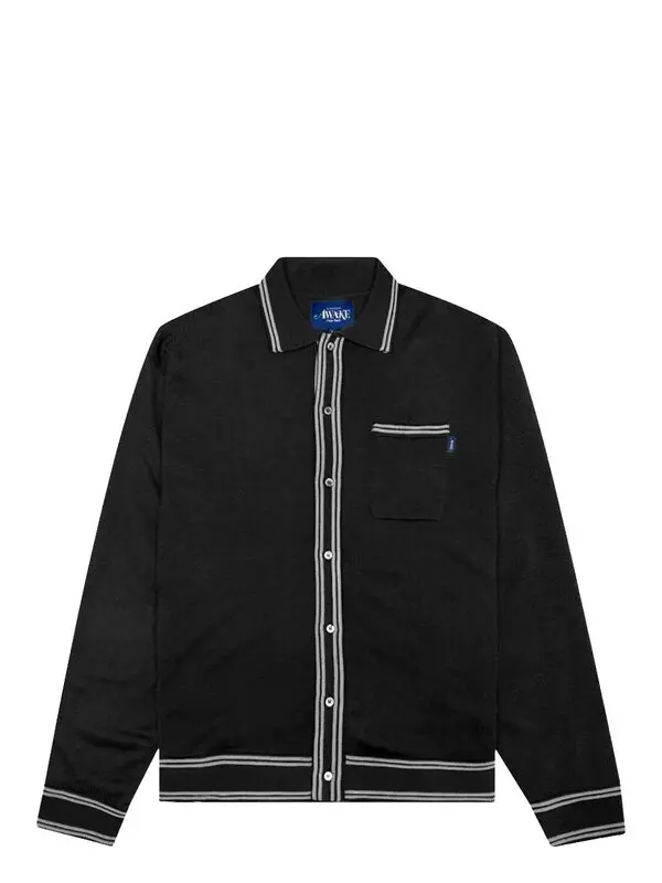 AWAKE NY Button-up Cardigan With Stripe Trim - Black