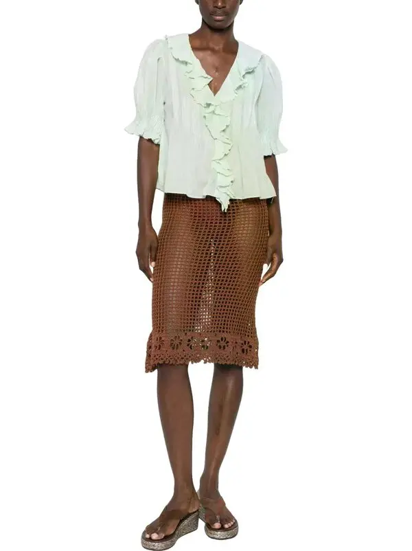 DÔEN Henri Ruffled Blouse - Green