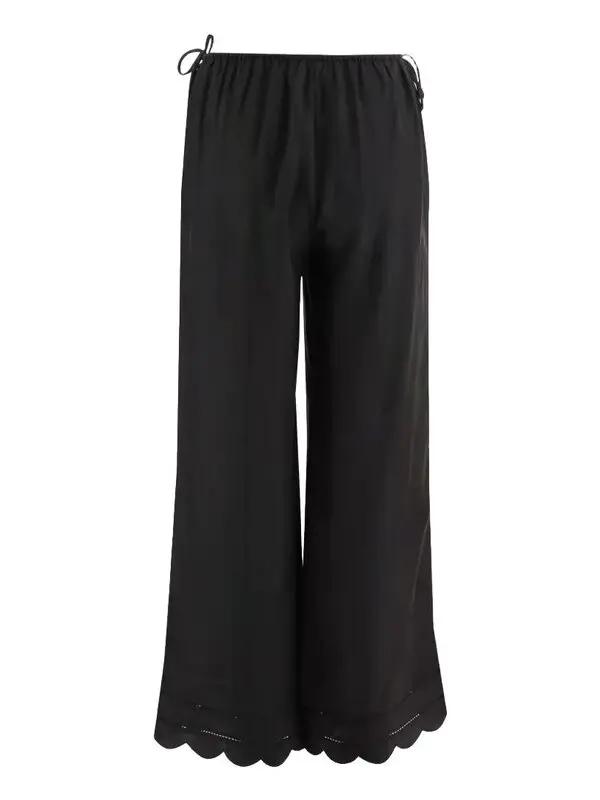 THE GARMENT Scalloped-hem Silk Trousers - Black