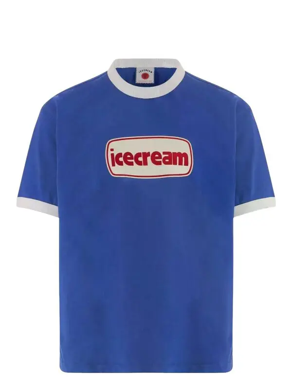 ICECREAM Logo-print Ringer T-shirt - Blue