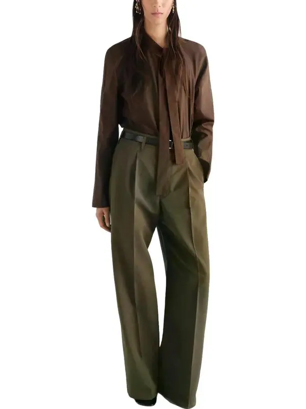 LEMAIRE Ascot Blouse In Washed Cotton Silk - Brown
