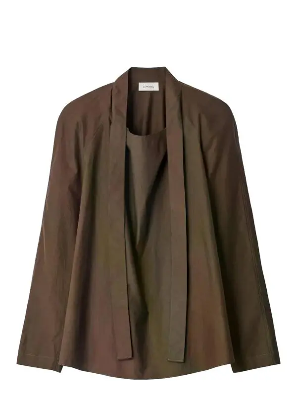 LEMAIRE Ascot Blouse In Washed Cotton Silk - Brown