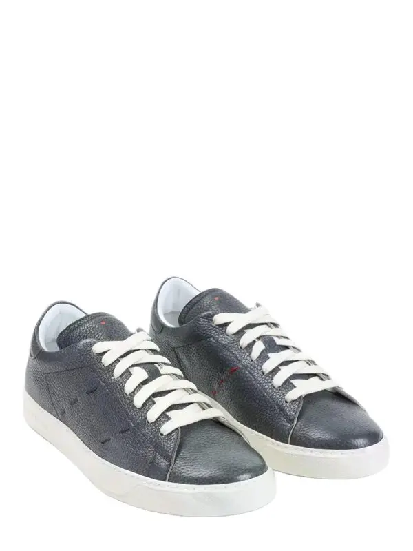 Kiton Calf Leather Low-top Sneakers - Blue