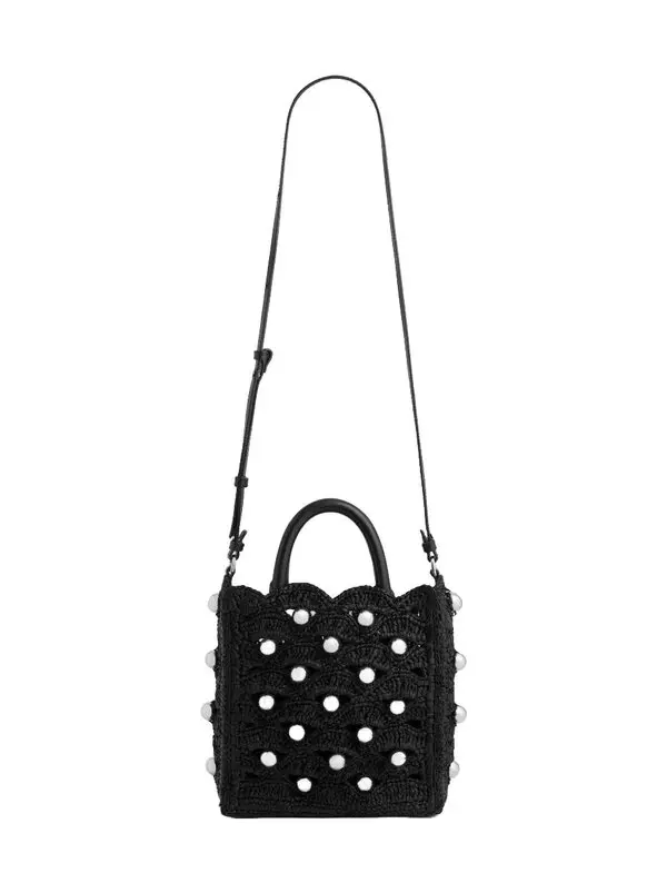 Rabanne Pearl Embellished Tote Bag - Black