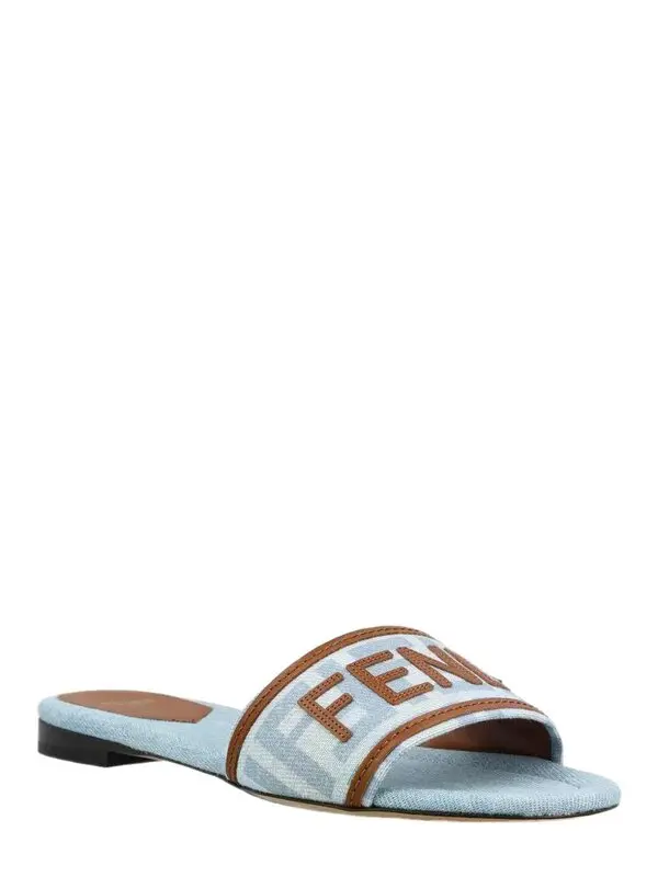 Fendi Sunshine Ff Motif Logo Patch Sandals - Blue