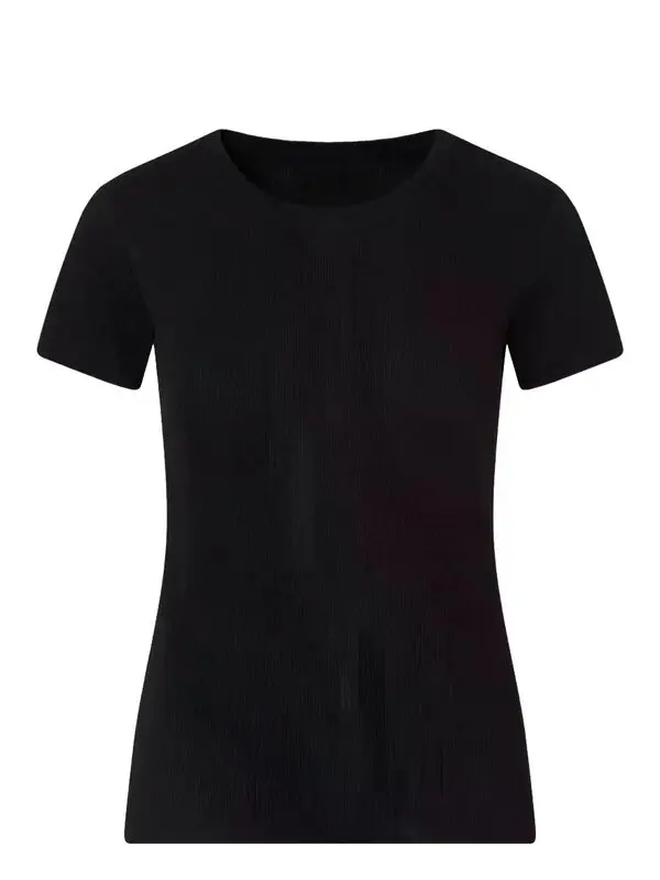 Liu Jo Ribbed T-shirt With Logo Patch - Black