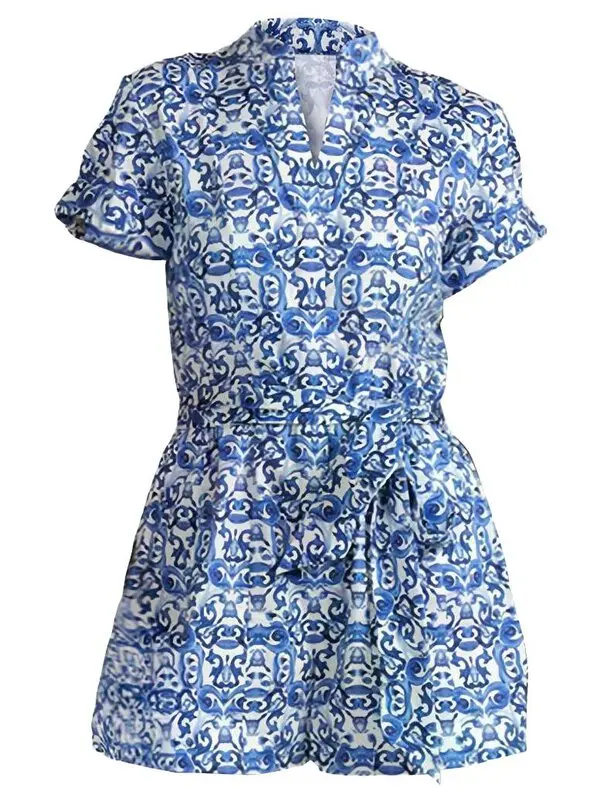 Alice + Olivia Lucy Patterned Playsuit - Blue